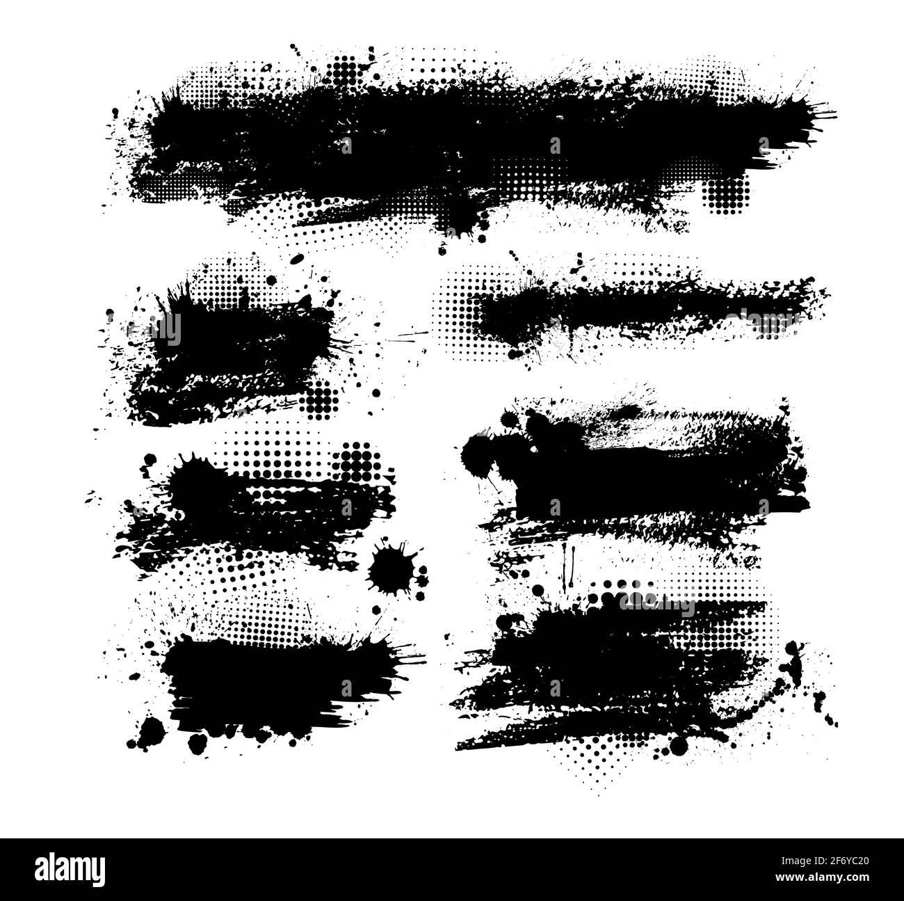 Set of Grunge Design Elements. Black blots. Brush Strokes. Vector ...