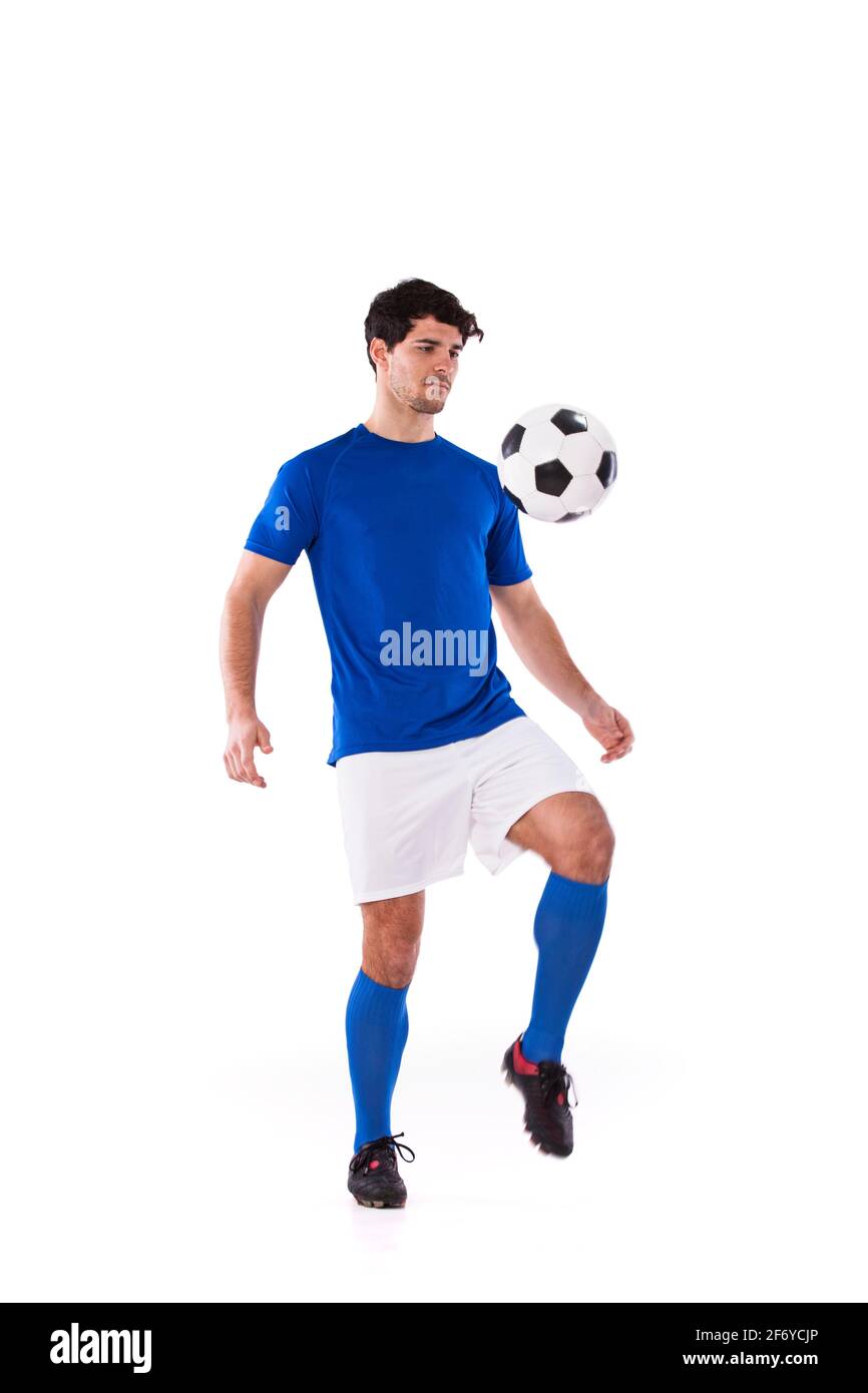 Soccer player with a soccer ball Stock Photo - Alamy