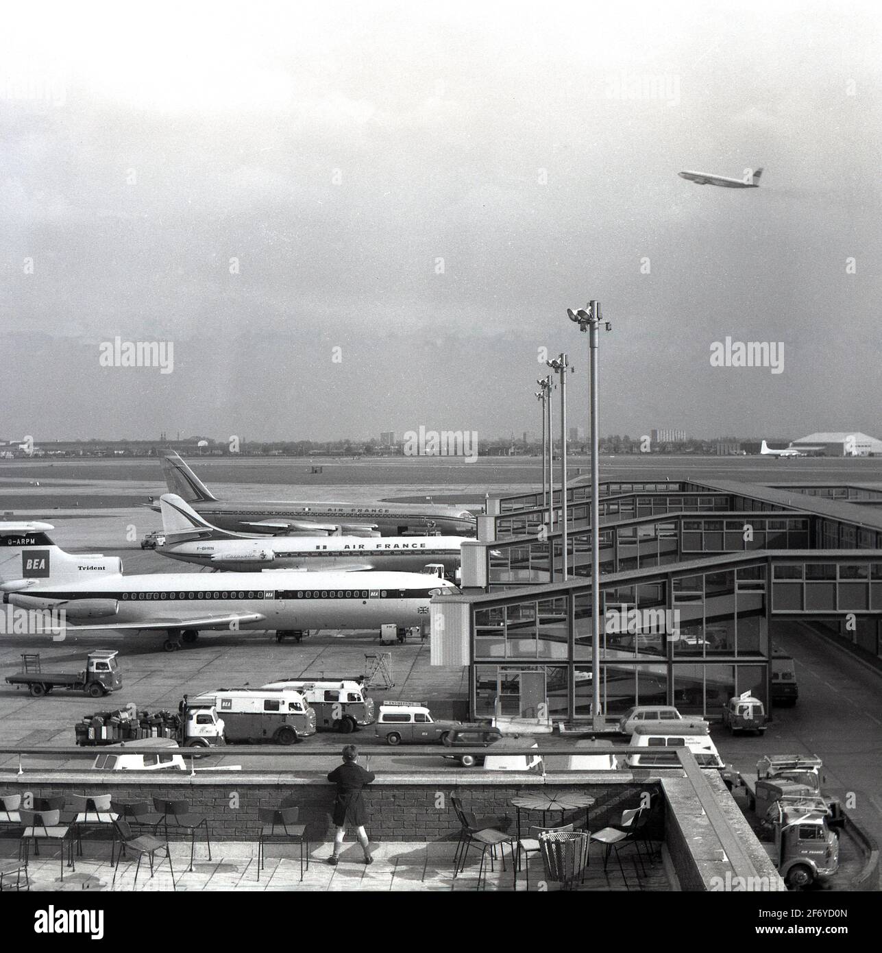 1967, historical picture taken at Heathrow airport showing a young boy ...