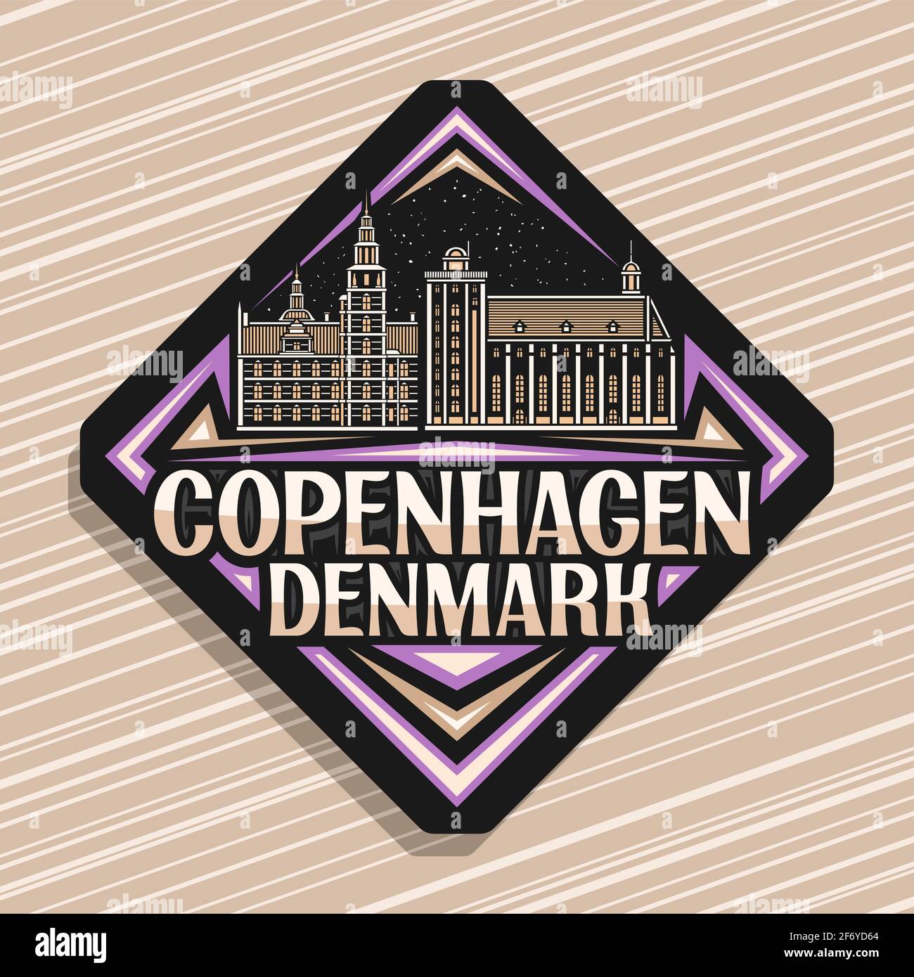 Vector logo for Copenhagen, dark rhombus road sign with outline ...