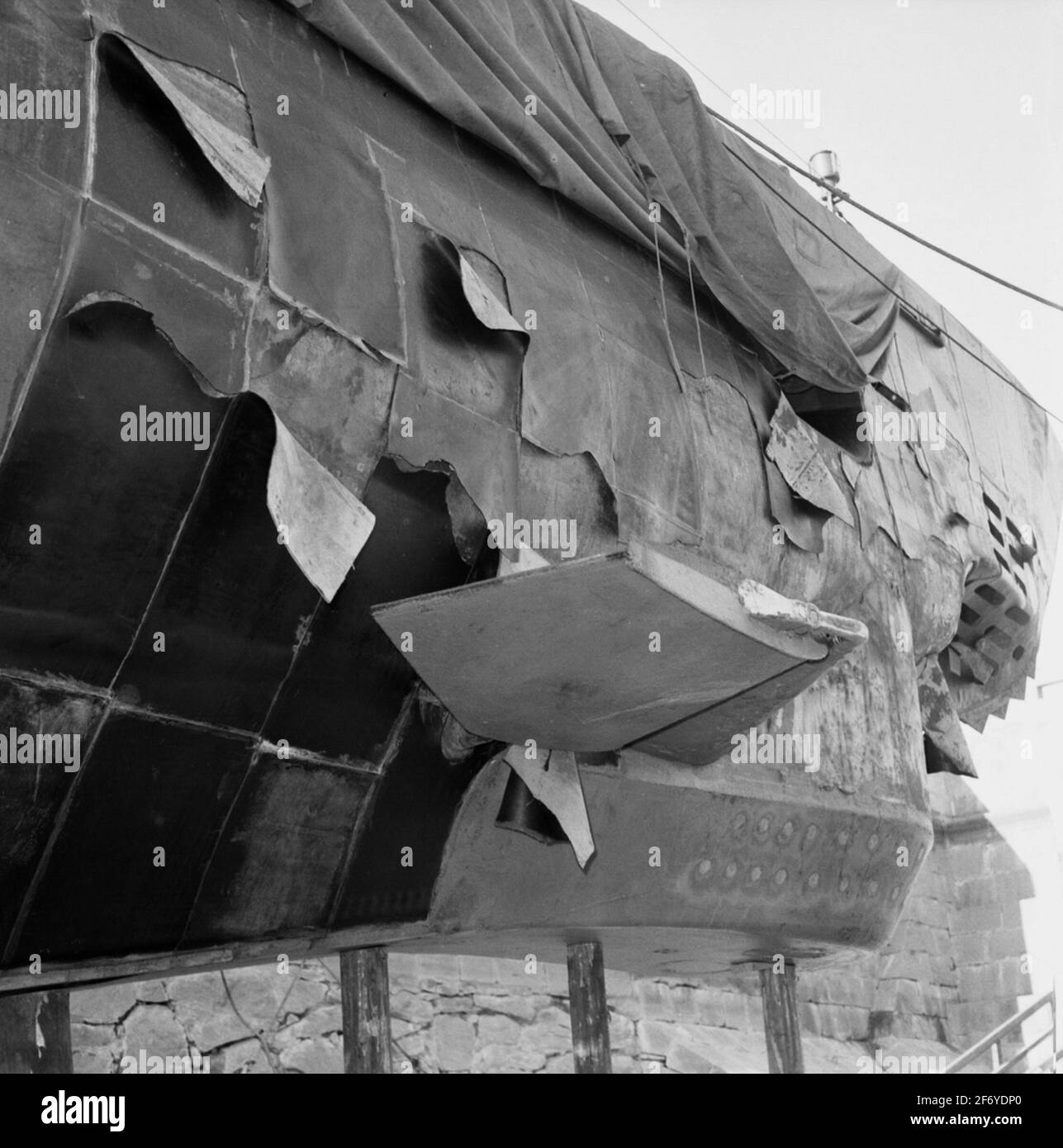 Submarine U1 damage in plating.U 1 (depicted - name Stock Photo - Alamy