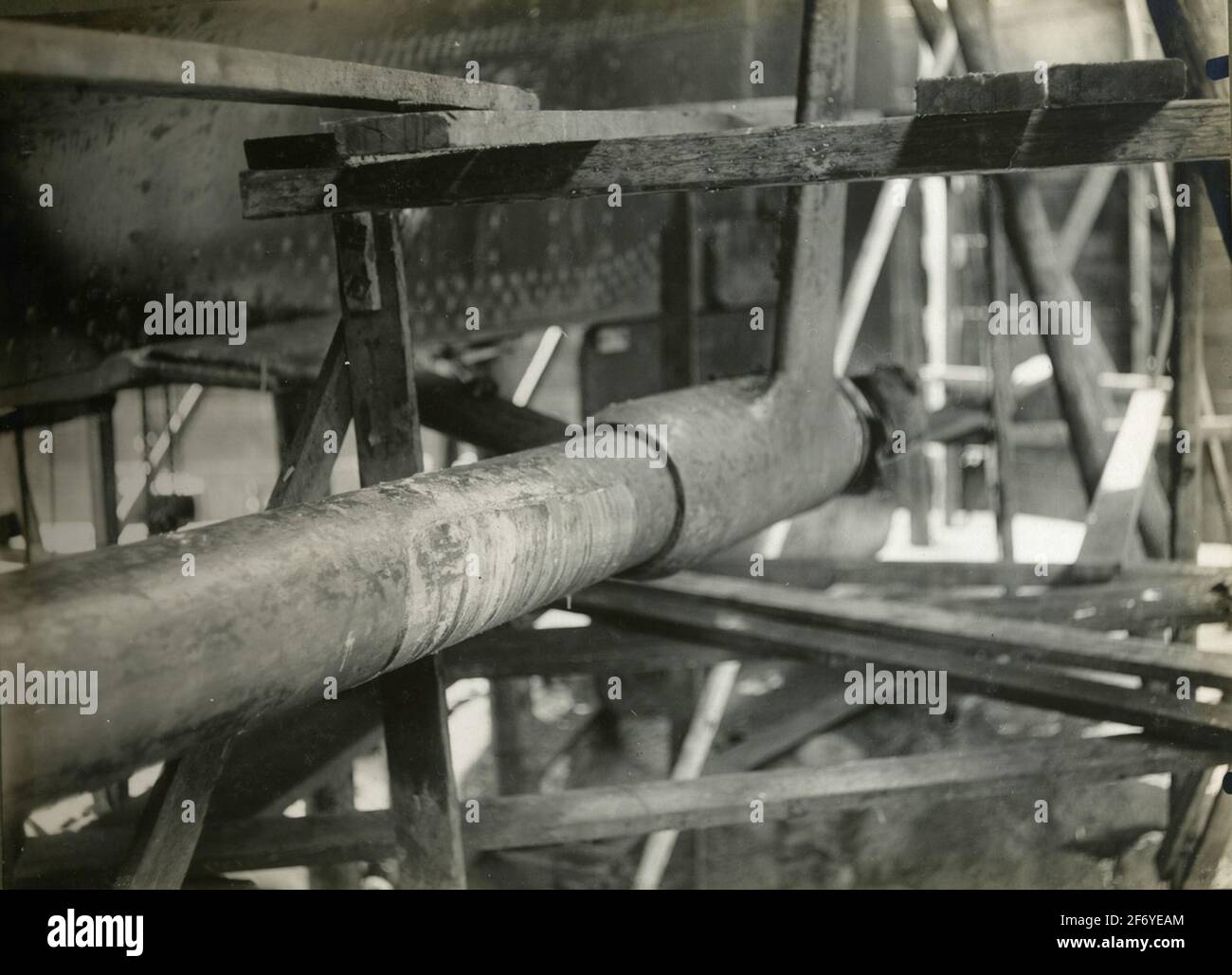 Outer and inner propeller shelves on the armor ship Sweden.Exterior and ...