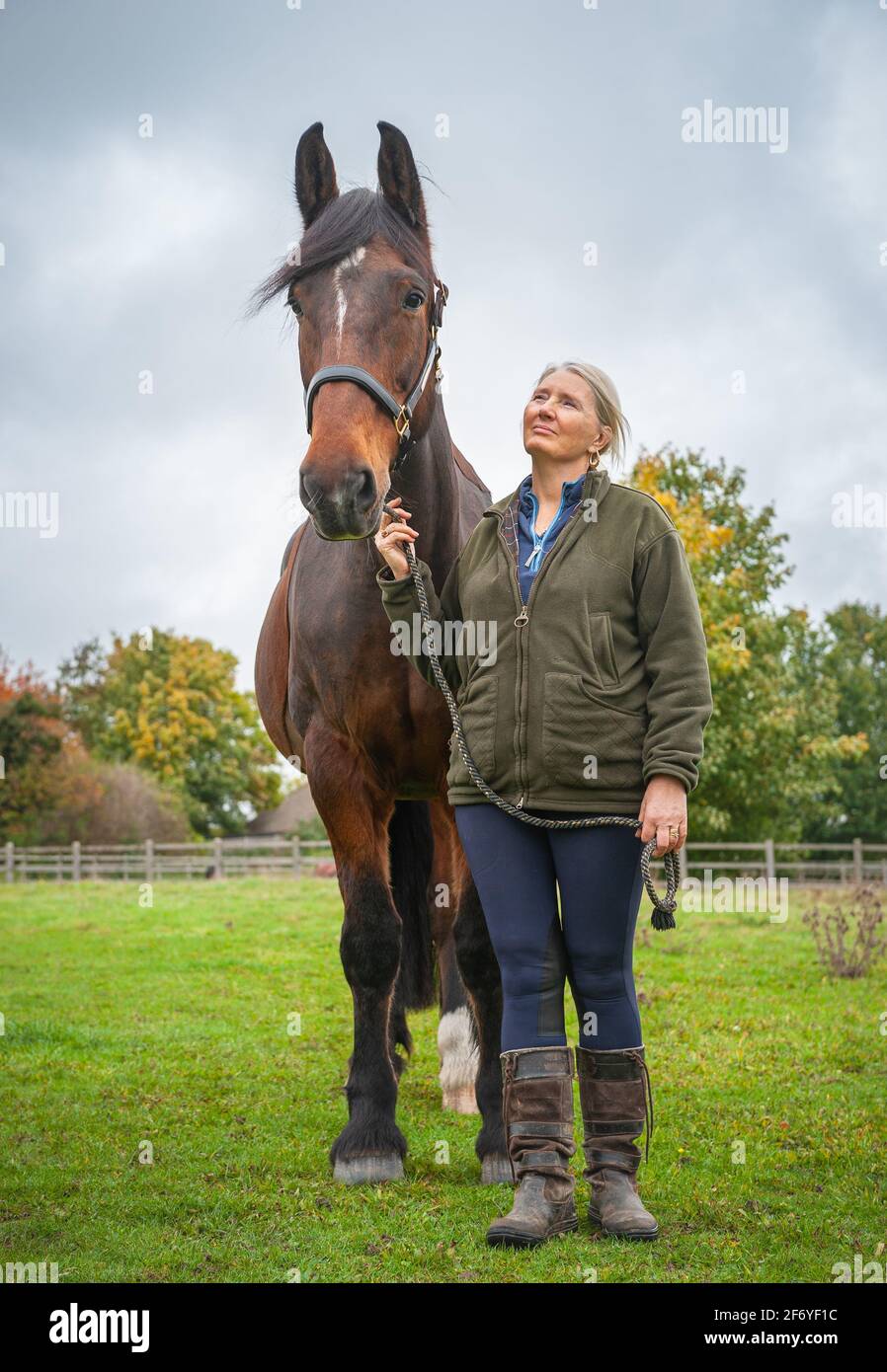 Horse Owner in Field Stock Photo - Alamy