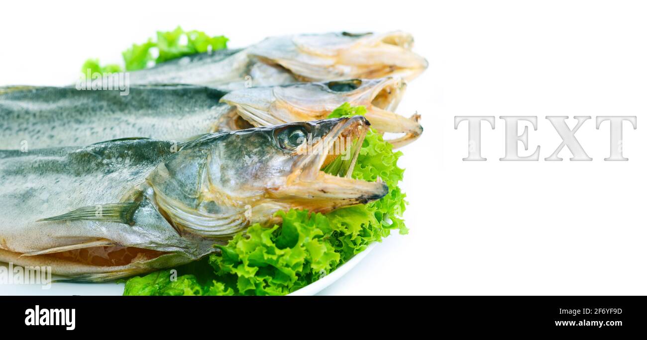 Group of dried fish at plate . Seafood Stock Photo - Alamy