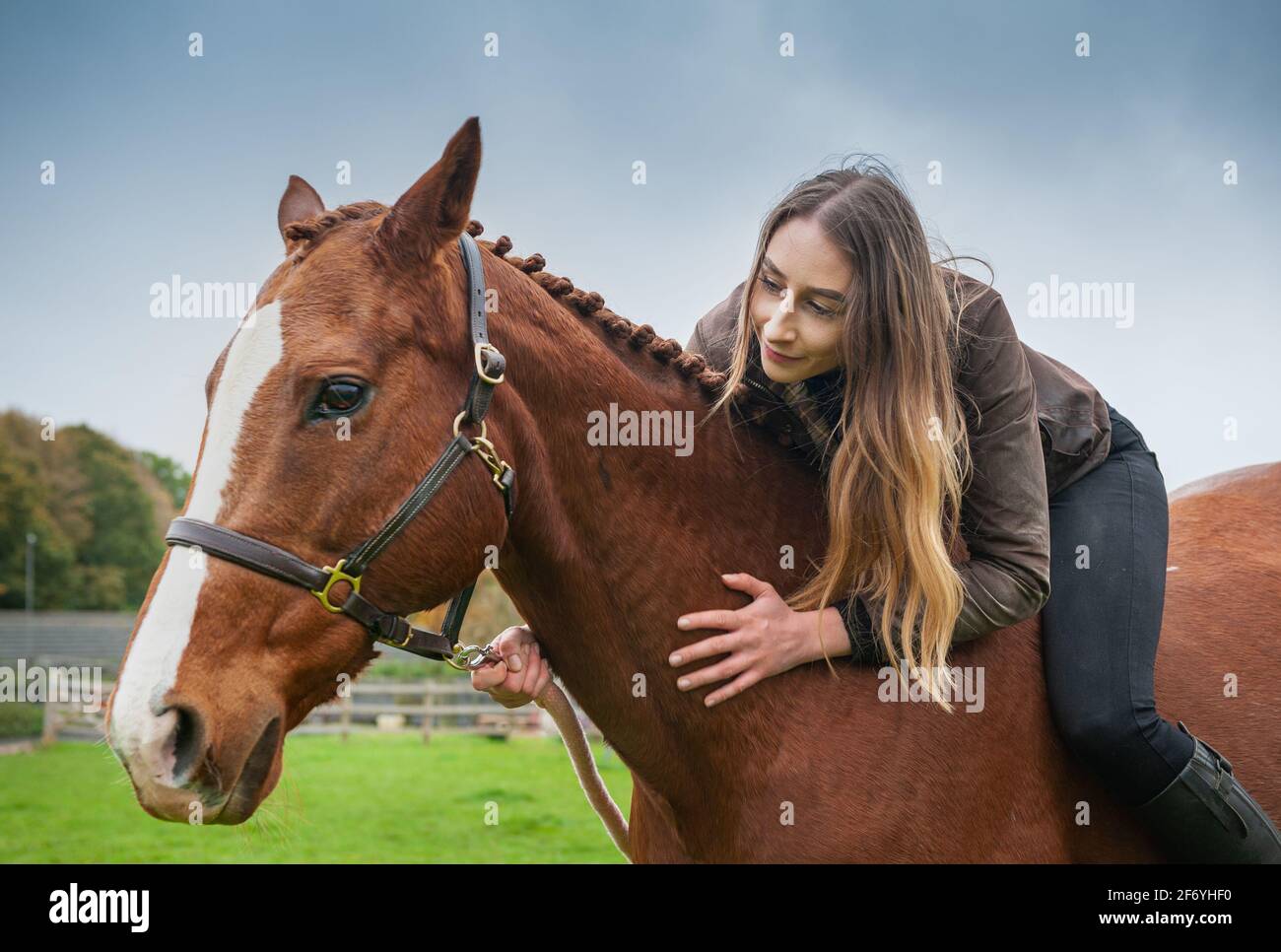 Woman girl riding bareback hi-res stock photography and images - Alamy