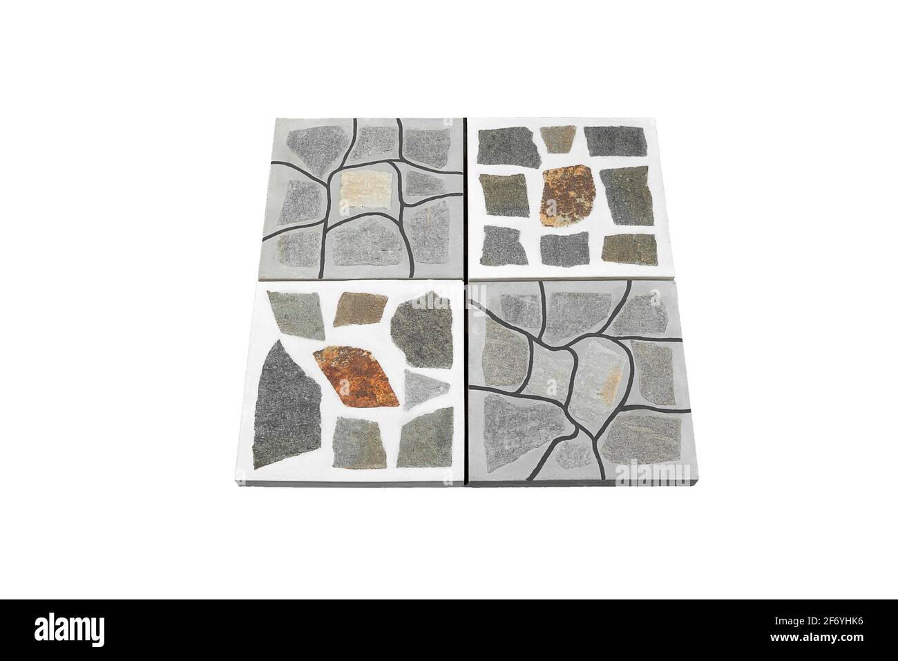 White and Gray Paving stone made of concrete isolated on white ...