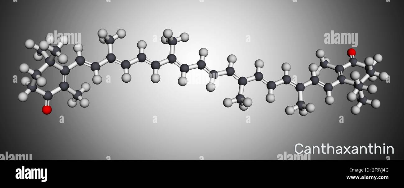 Canthaxanthin, molecule. It is carotenone, keto-carotenoid, terpenoid ...