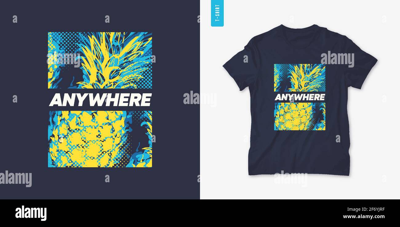 Vivid graphic tee design with pineapple, stylish print, vector ...