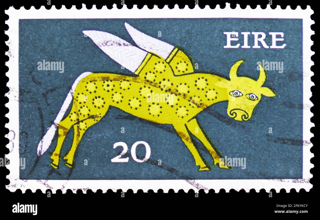 MOSCOW, RUSSIA - JANUARY 18, 2021: Postage stamp printed in Ireland ...