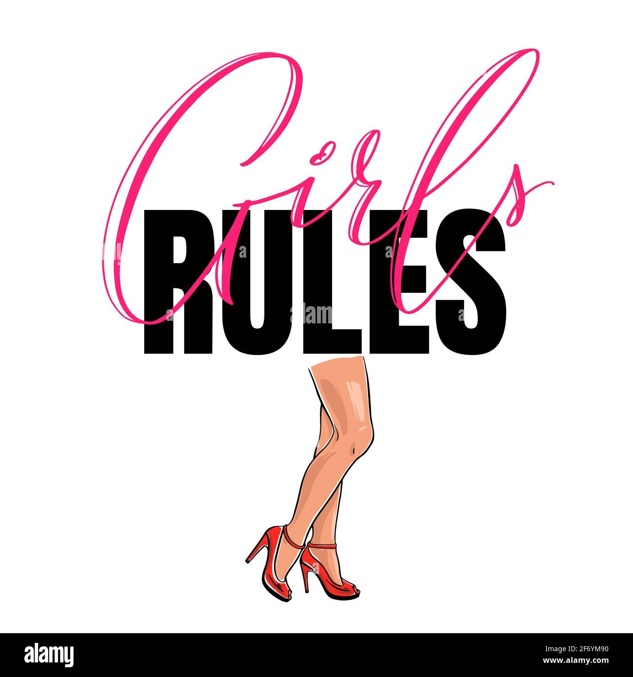 Postcard with quote Girls rules. Fashion illustration Stock Vector ...