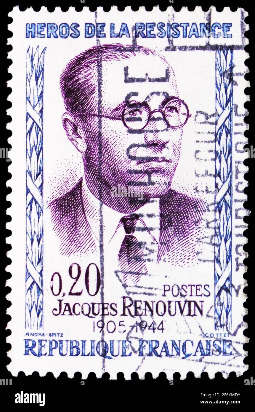 MOSCOW, RUSSIA - JANUARY 18, 2021: Postage stamp printed in France ...