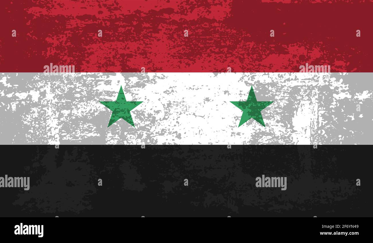 Syria flag with waving grunge texture. Vector background Stock Vector ...