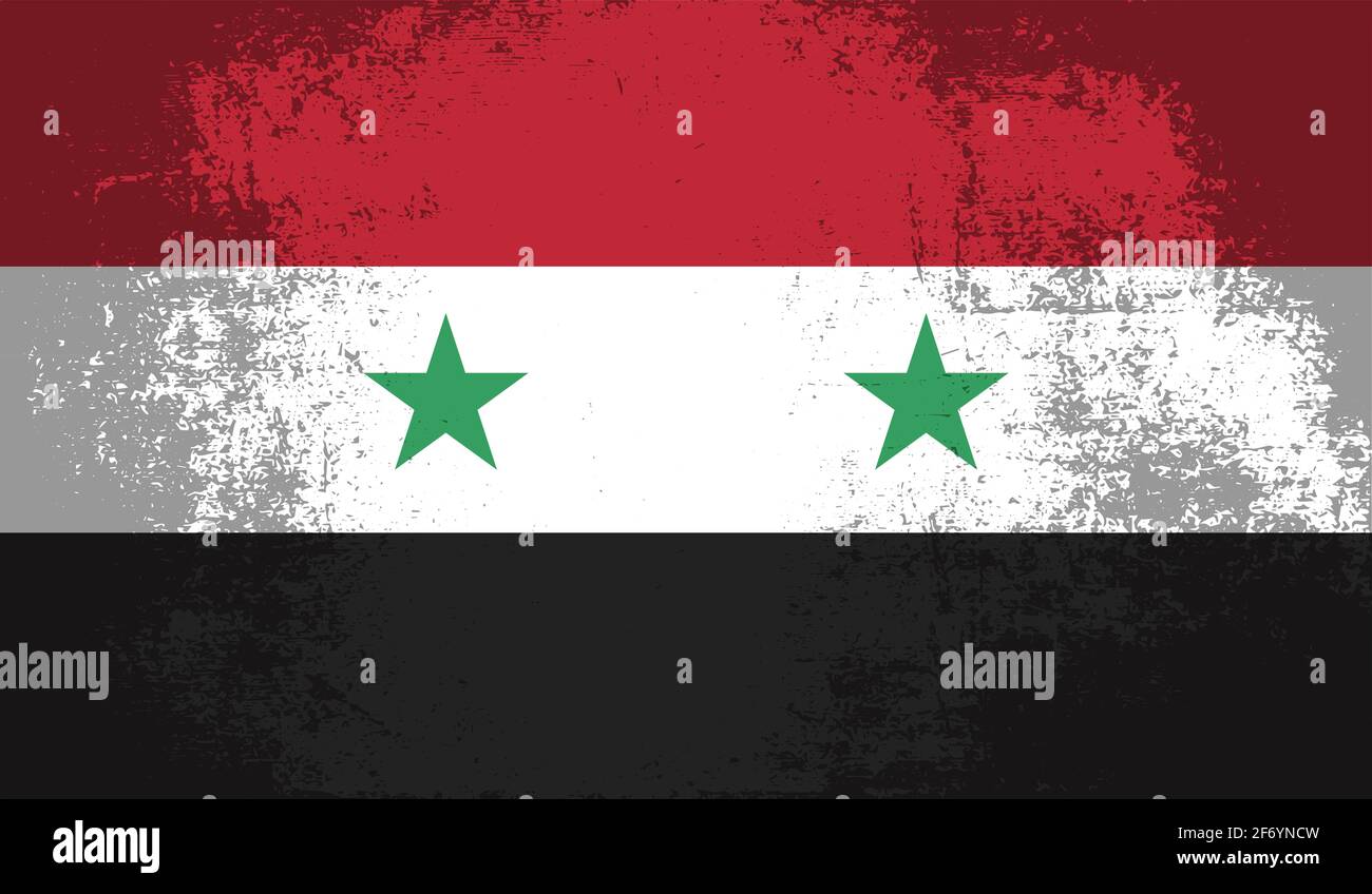 Syria flag with waving grunge texture. Vector background Stock Vector ...