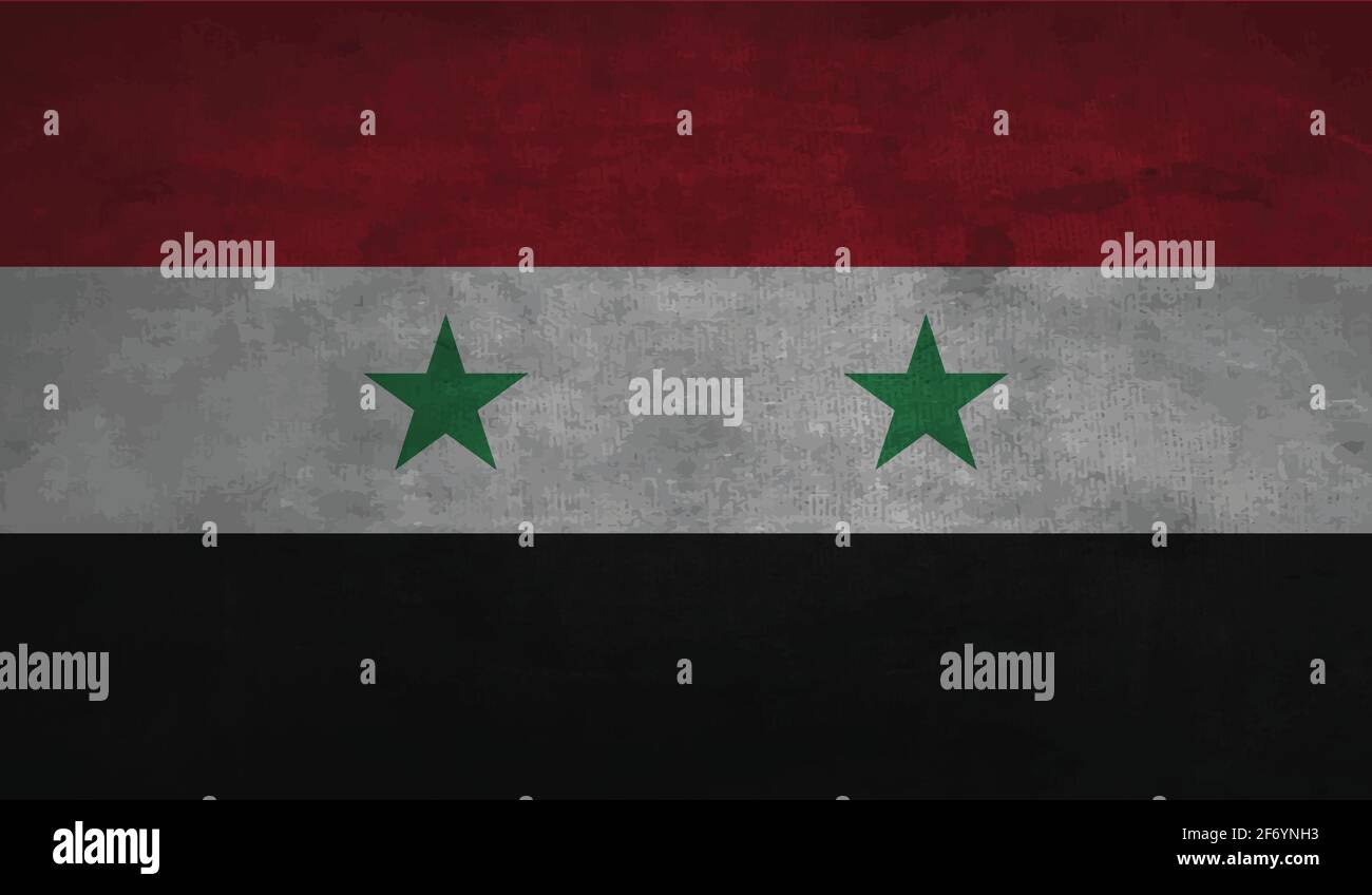 Syria flag with waving grunge texture. Vector background Stock Vector ...