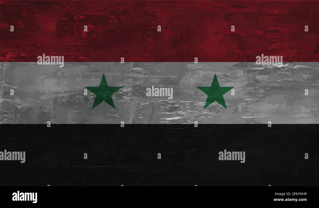 Syria flag with waving grunge texture. Vector background Stock Vector ...