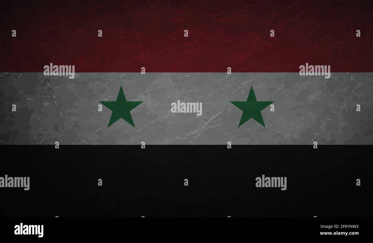 Syria flag with waving grunge texture. Vector background Stock Vector ...