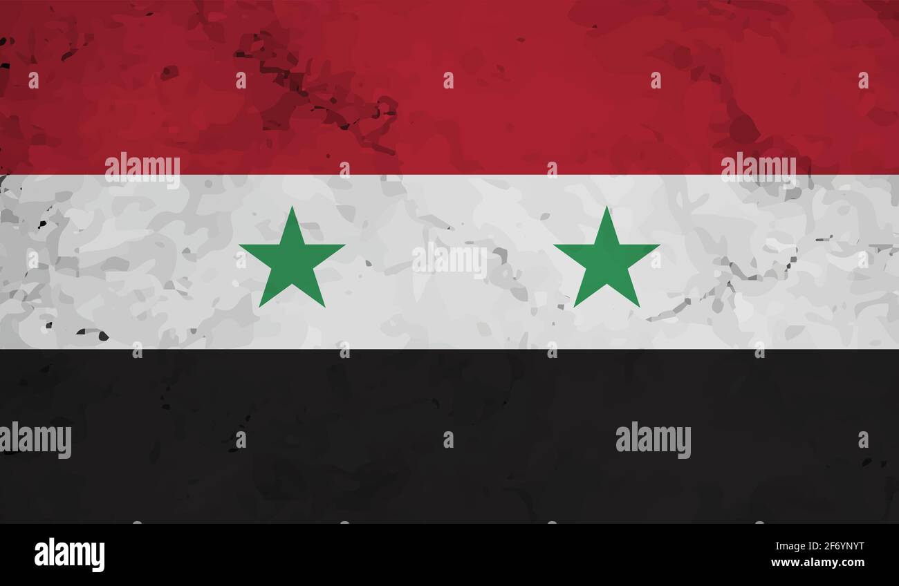 Syria flag with waving grunge texture. Vector background Stock Vector ...
