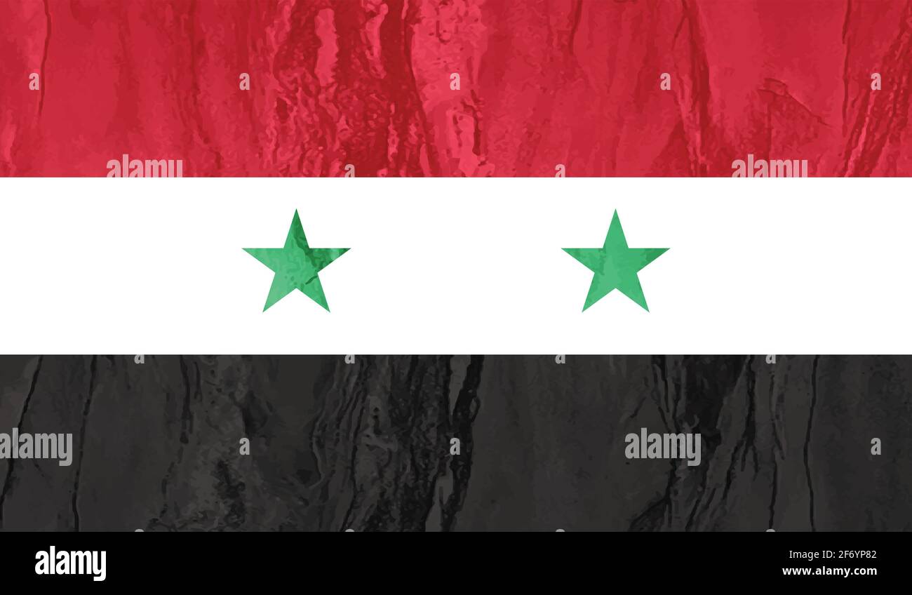 Syria flag with waving grunge texture. Vector background Stock Vector ...