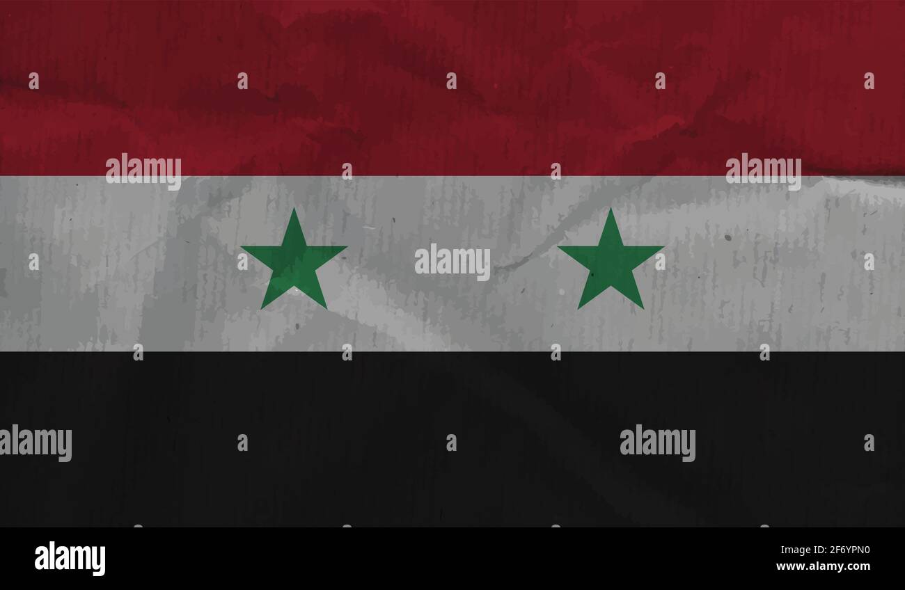 Syria flag with waving grunge texture. Vector background Stock Vector ...