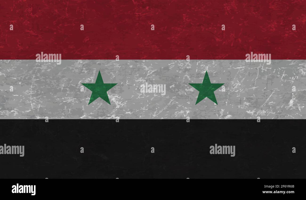 Syria flag with waving grunge texture. Vector background Stock Vector ...