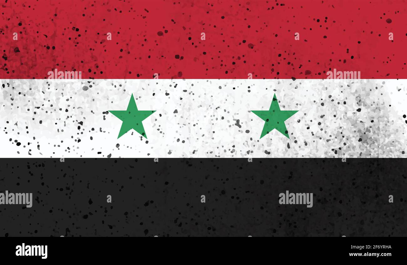 Syria flag with waving grunge texture. Vector background Stock Vector ...