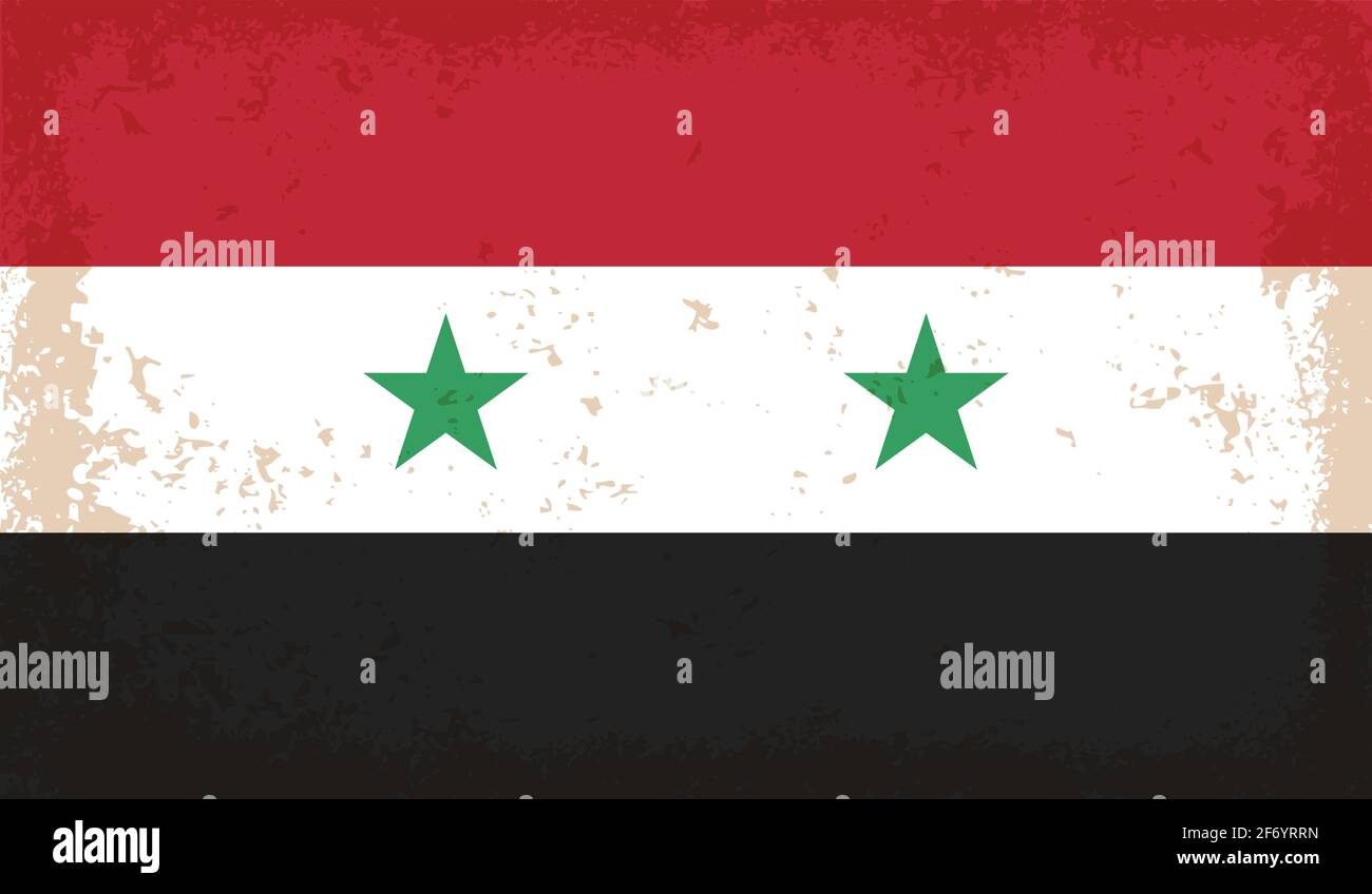 Syria flag with waving grunge texture. Vector background Stock Vector ...