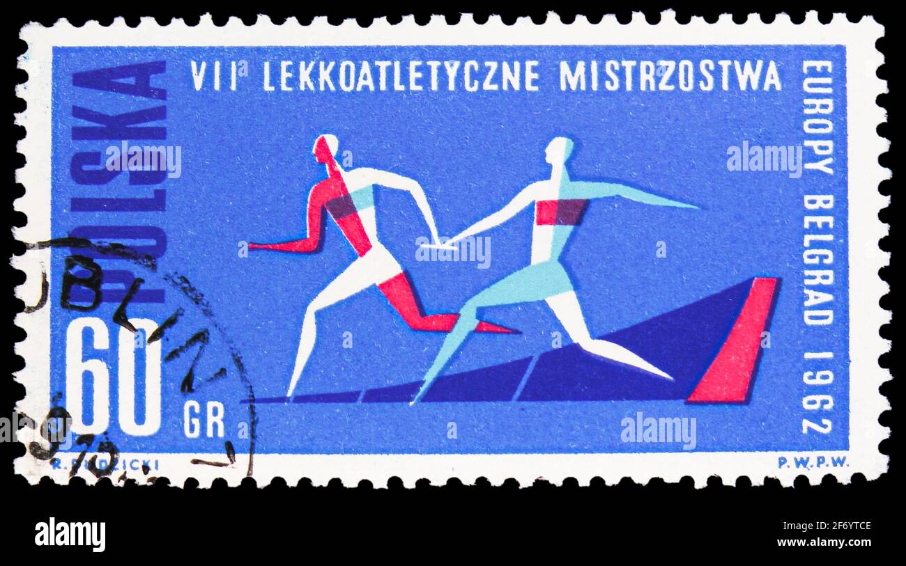 MOSCOW, RUSSIA - JANUARY 18, 2021: Postage stamp printed in Poland ...
