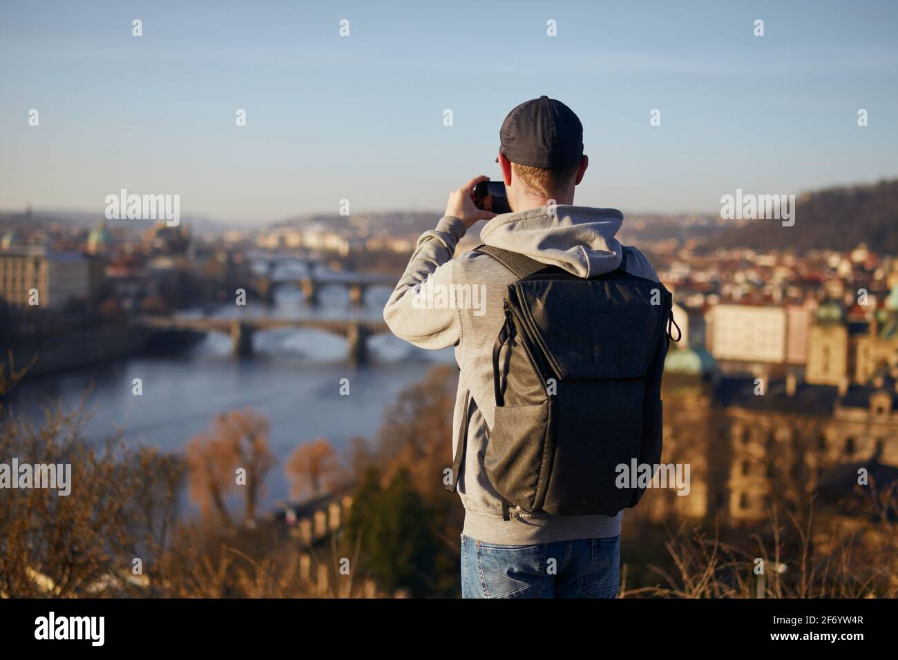 Man mobile rear view hi-res stock photography and images - Alamy