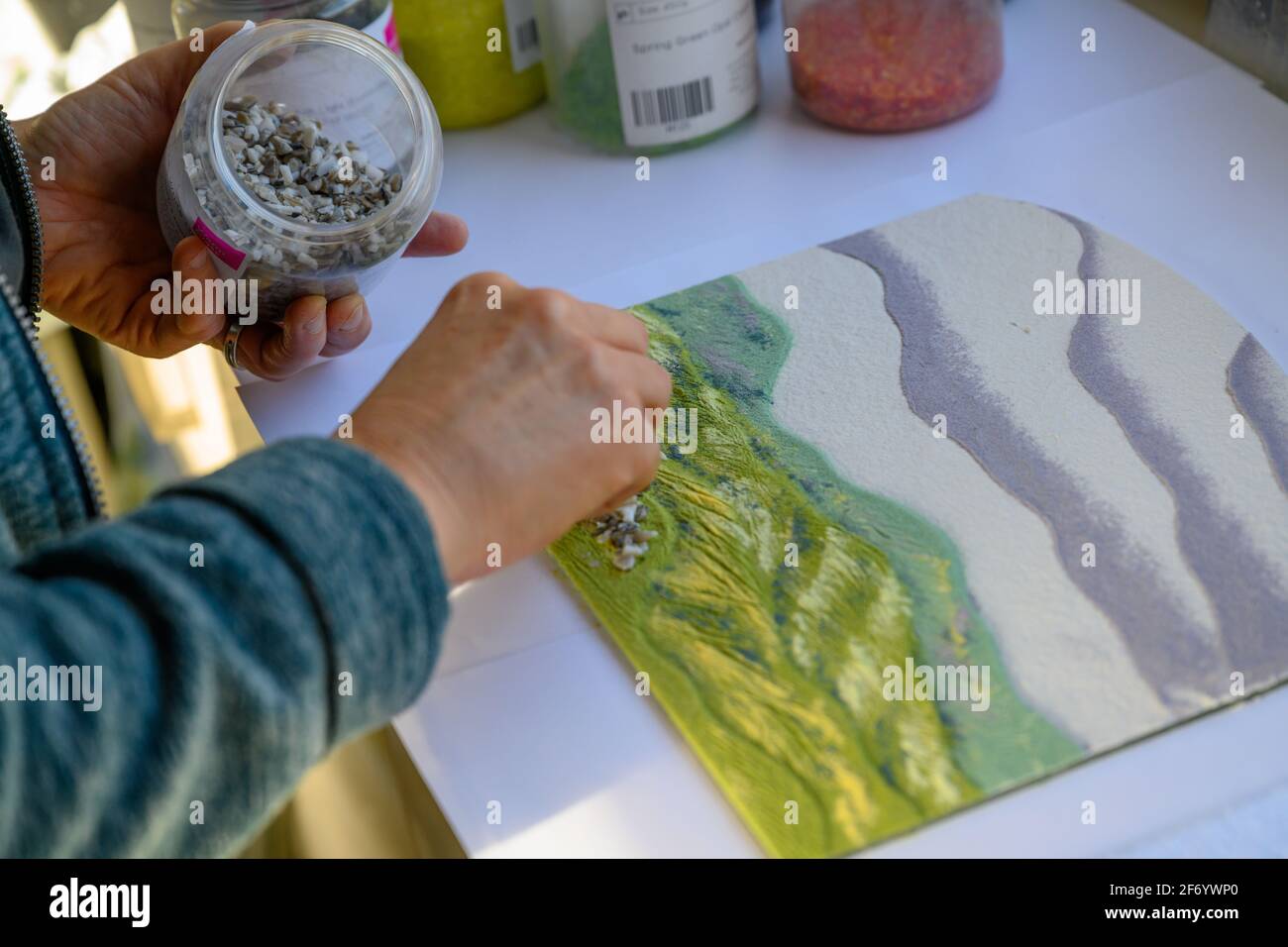 Glass artist Katherine Webley working in her narrowboat studio, The Pod ...