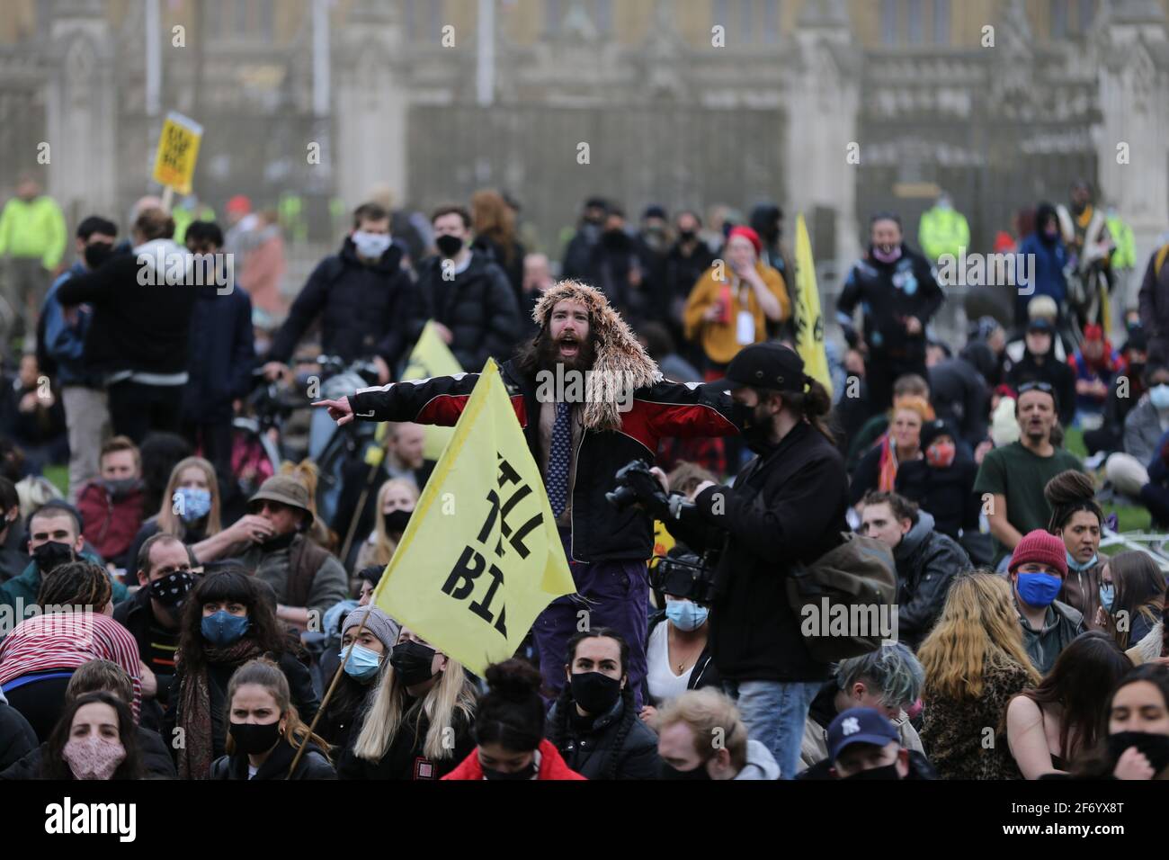 London, England, UK. 3rd Apr, 2021. Protesters staged a demonstration ...
