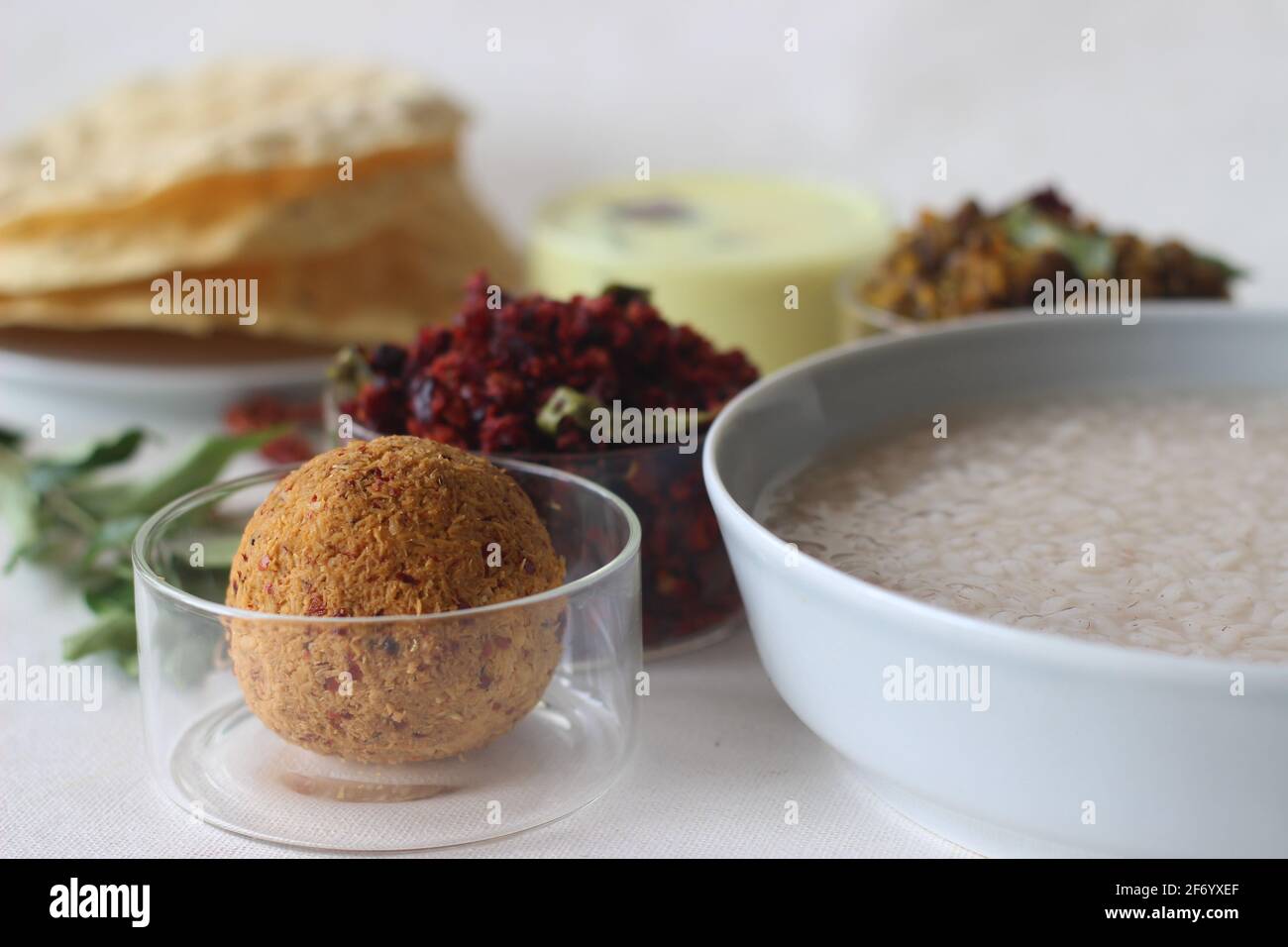Rice porridge or Kanji along with Coconut chutney, Beetroot potato ...