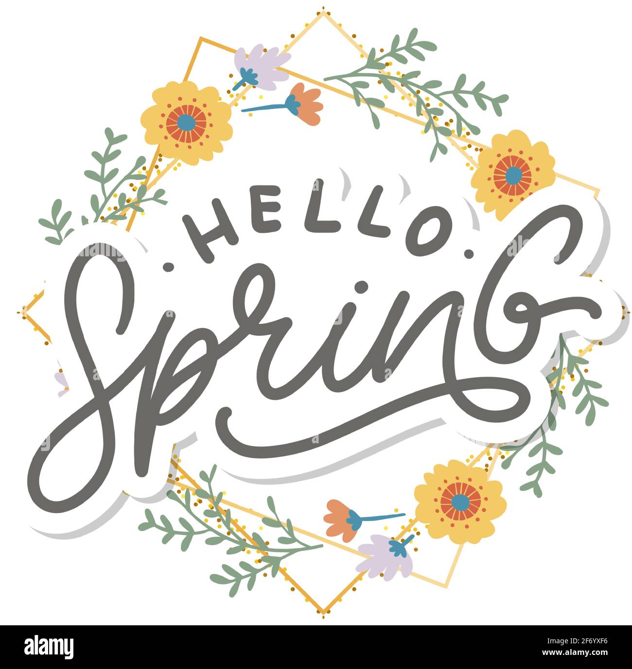 Hello Spring Flowers Text Background Stock Vector Image & Art - Alamy