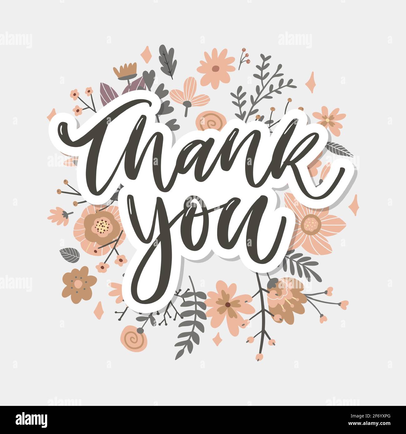 Cute Thank You Script Card Stock Vector Image & Art - Alamy