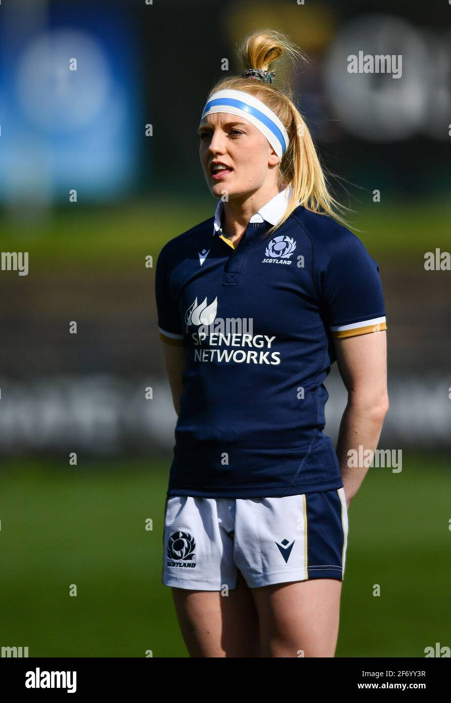 Doncaster, UK. 03rd Apr, 2021. Megan Gaffney (#11 Scotland) during the ...
