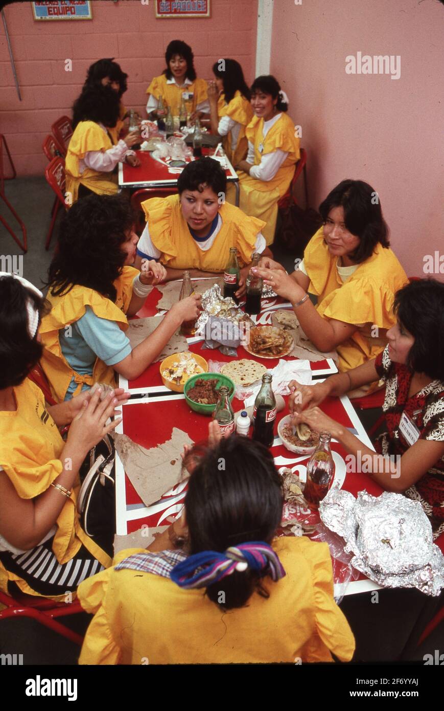Female maquiladora workers on lunch break, Reynosa, Mexico. ©Bob ...