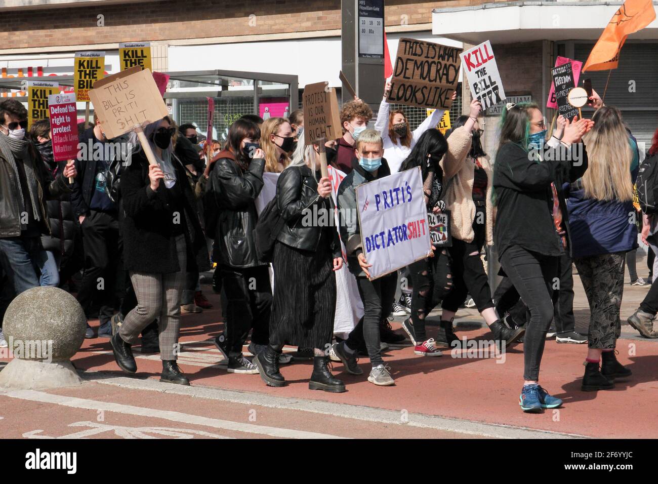 Sheffield, South Yorkshire UK. 3rd Apr 2021. Kill the Bill protest ...