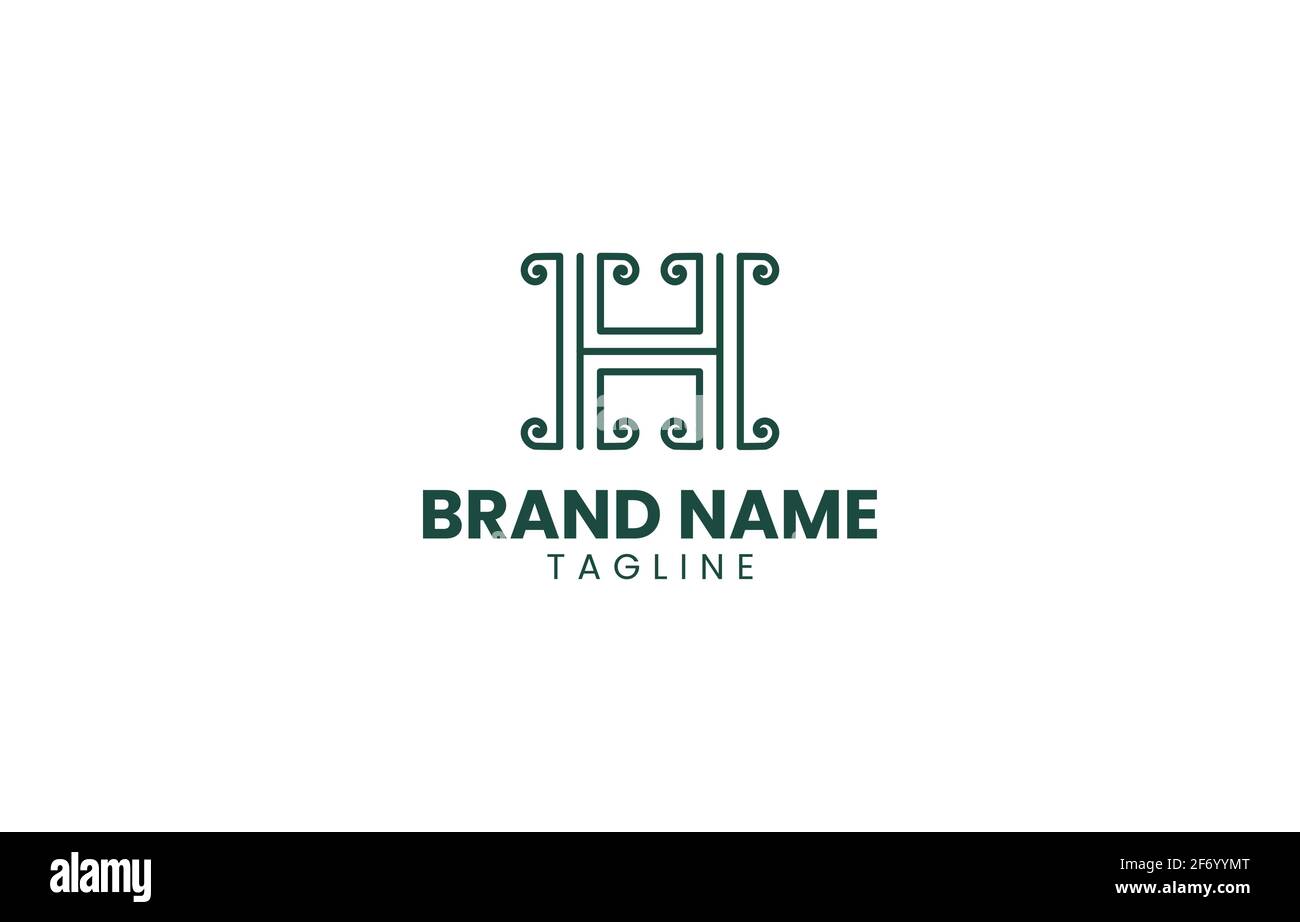 Decorative Letter H Line Style Logo Design Vector Template vintage ...