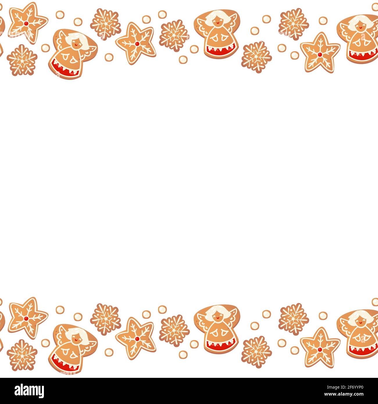 Christmas gingerbread cookies seamless border isolated. New year ...
