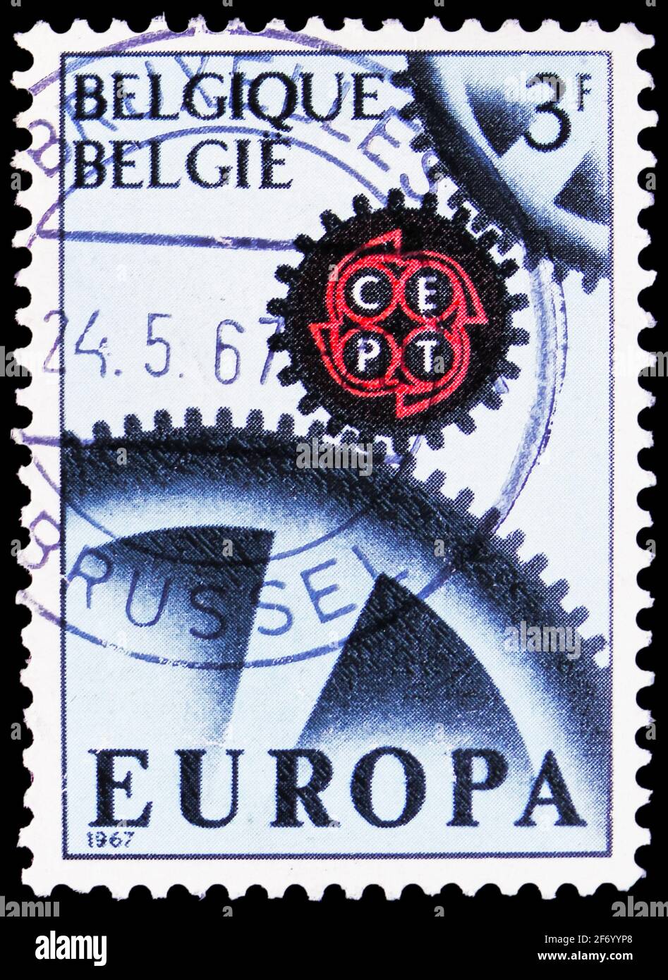 MOSCOW, RUSSIA - JANUARY 18, 2021: Postage stamp printed in Belgium ...