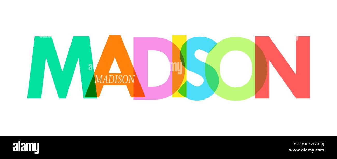 MADISON. The name of the city on a white background. Vector design ...