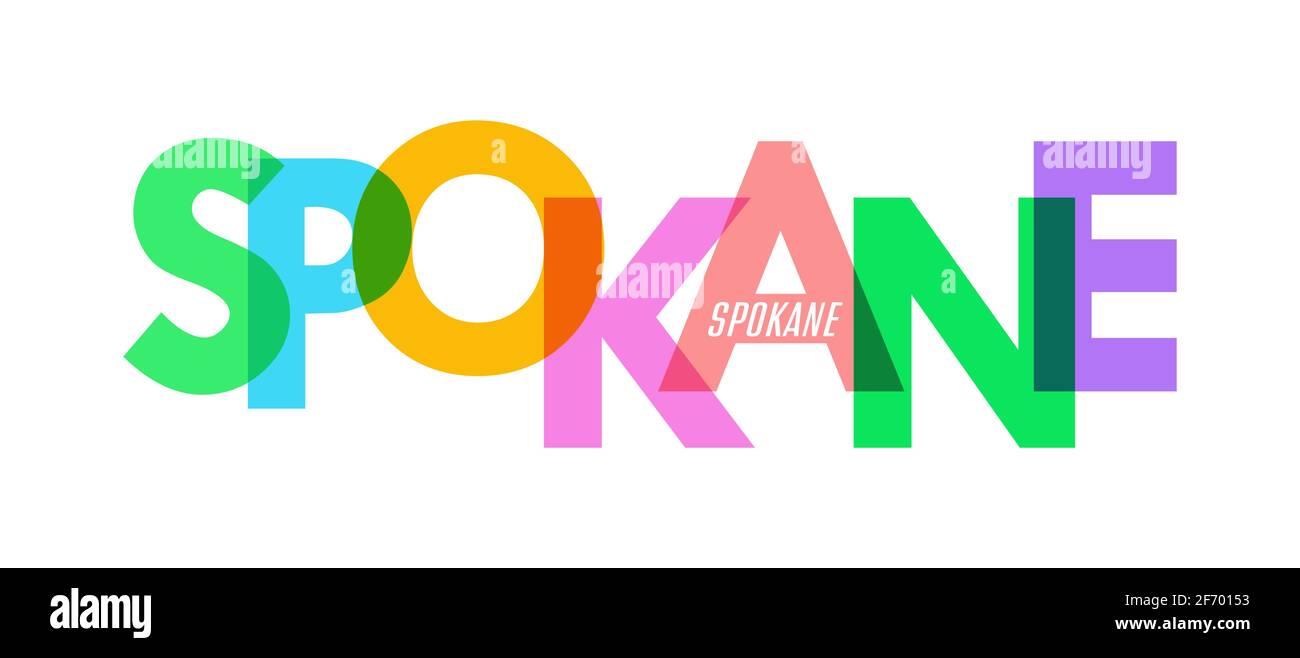 SPOKANE. The name of the city on a white background. Vector design ...