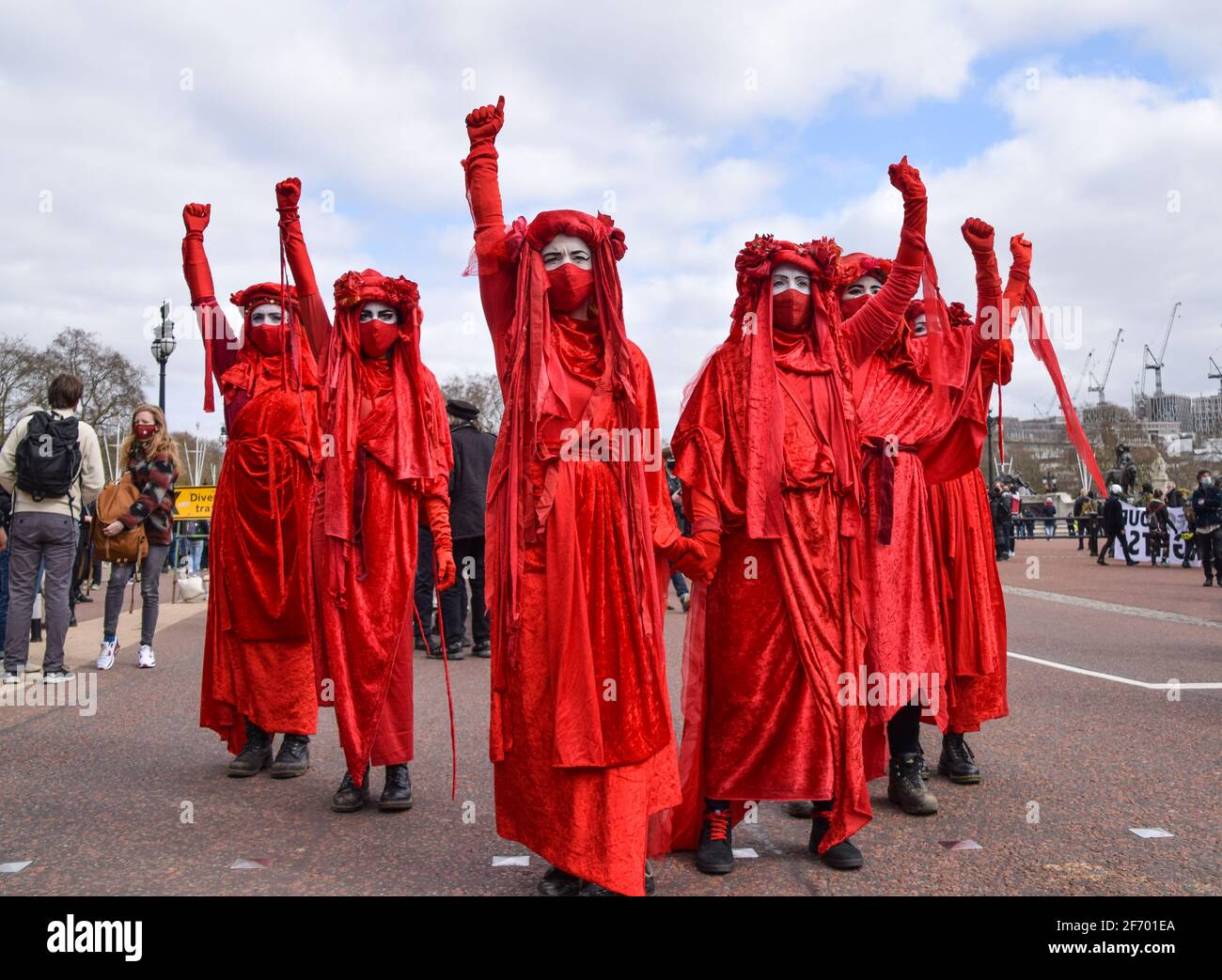 Extinction Rebellion's Red Rebel Brigade performing at the Kill The ...