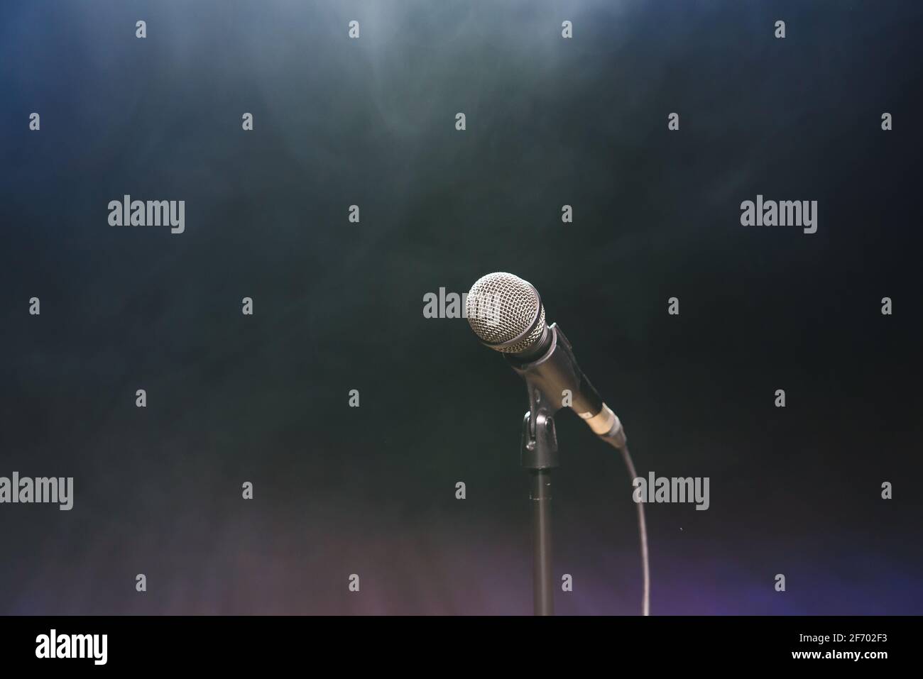 Live music background. Microphone and stage lights. Sing and karaoke ...