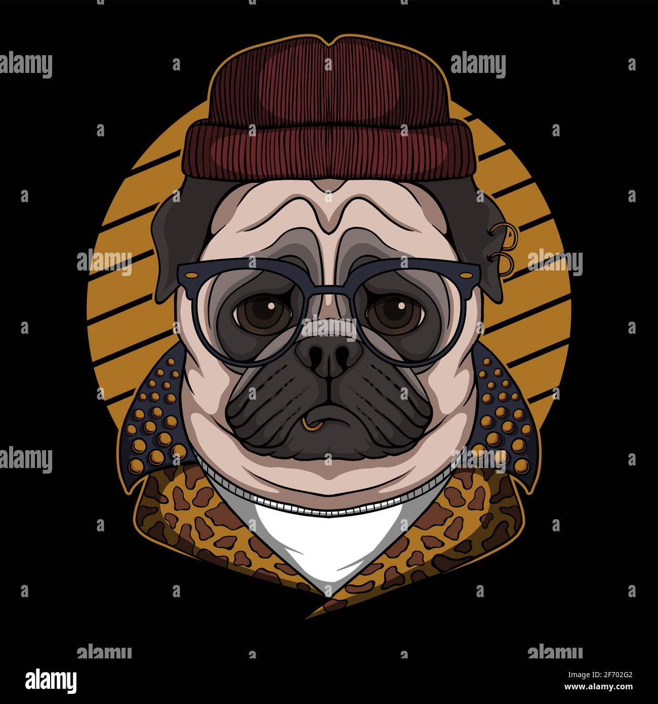 Pug dog cool vector illustration Stock Vector Image & Art - Alamy