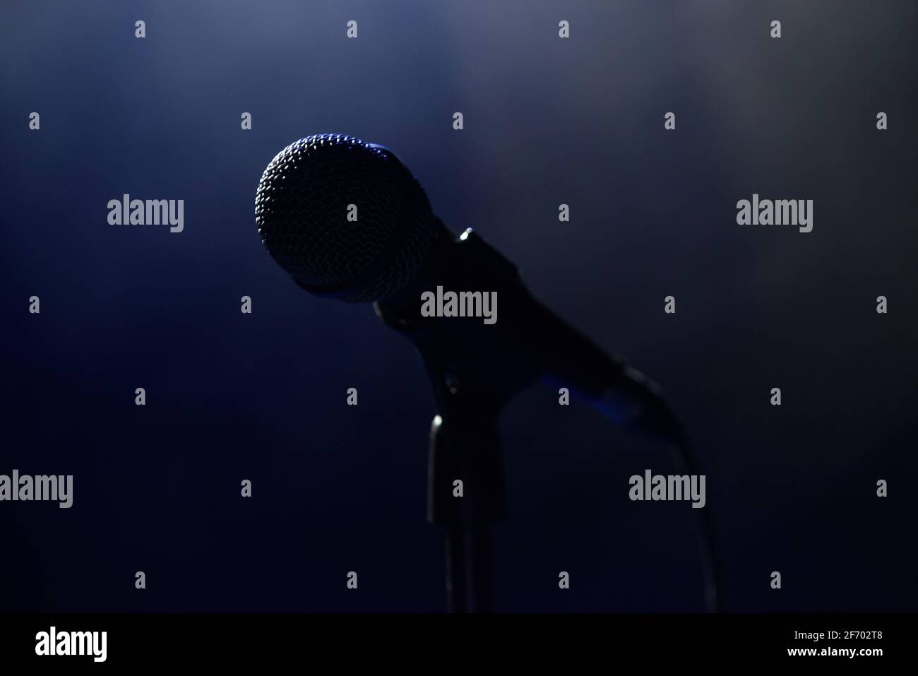 Live music background. Microphone and stage lights. Sing and karaoke ...