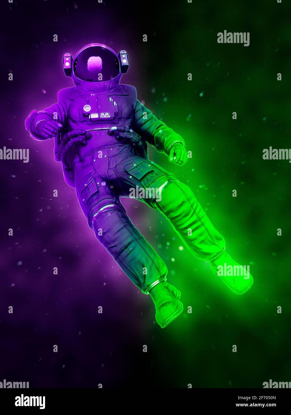 astronaut doing a float back, 3d illustration Stock Photo - Alamy