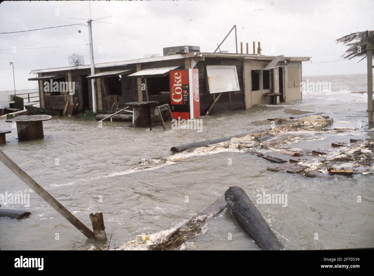 Galveston Texas USA, 1990: Wind-driven storm surge sends Gulf of Mexico ...