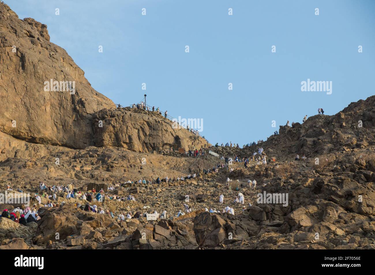 Jabal an-Nour - Mountain of the Light. Muslim pilgrims at the Jabal an ...