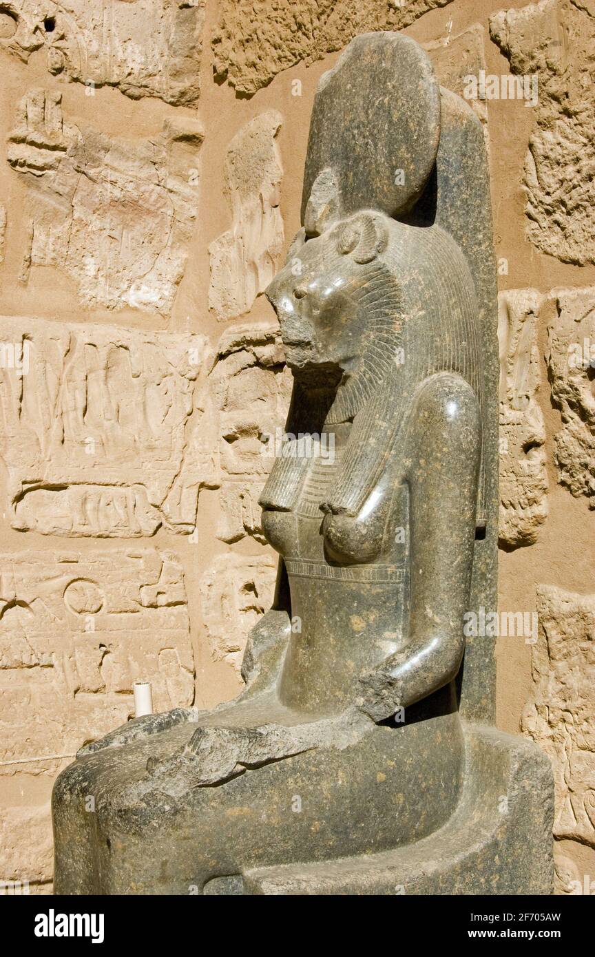 A large marble statue of the ancient egyptian goddess sekhmet. This ...
