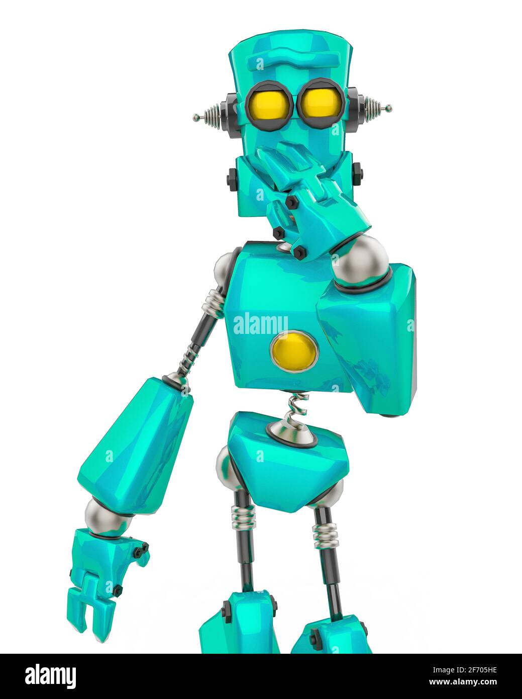 funny robot cartoon in a white background., 3d illustration Stock Photo ...